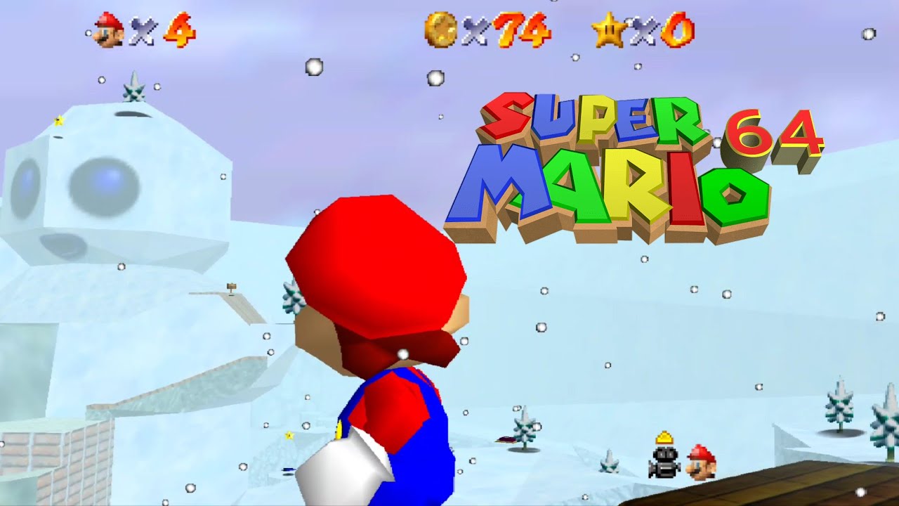 Super Mario 64 Snowman's Land Mod HD Textures Full Screen 16:9 ...