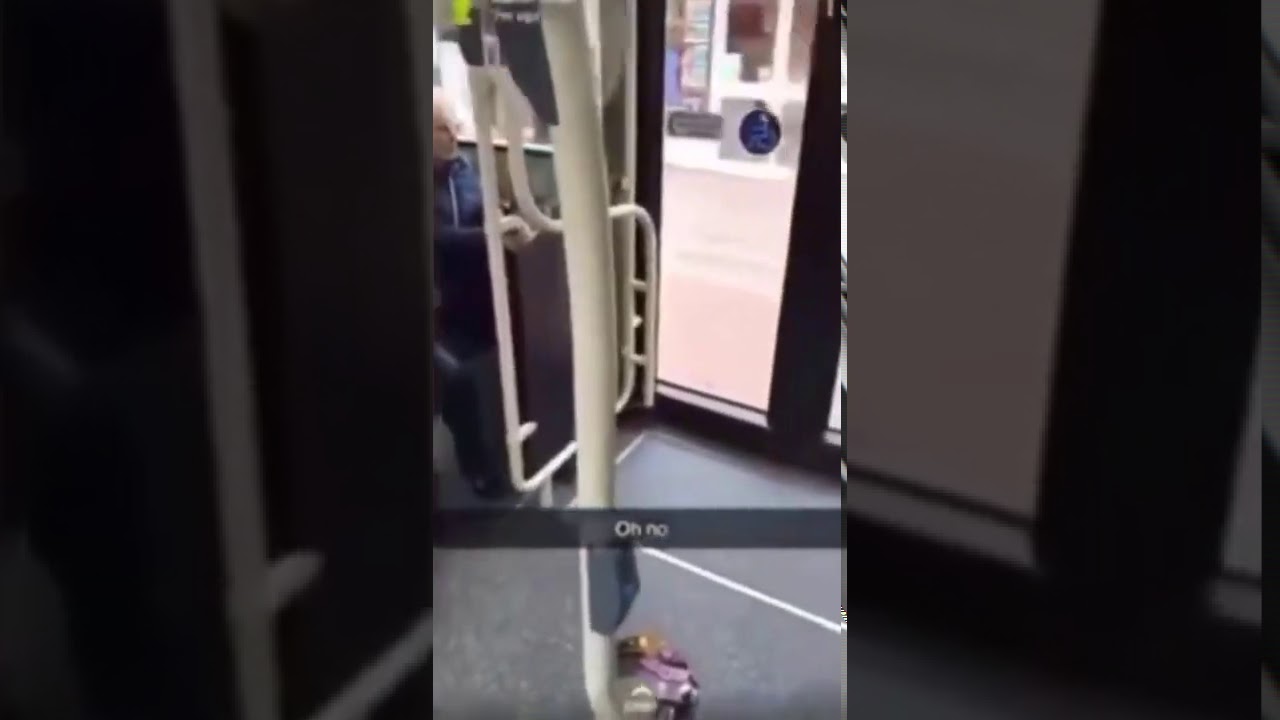 Woman falls trying to catch the bus. - YouTube