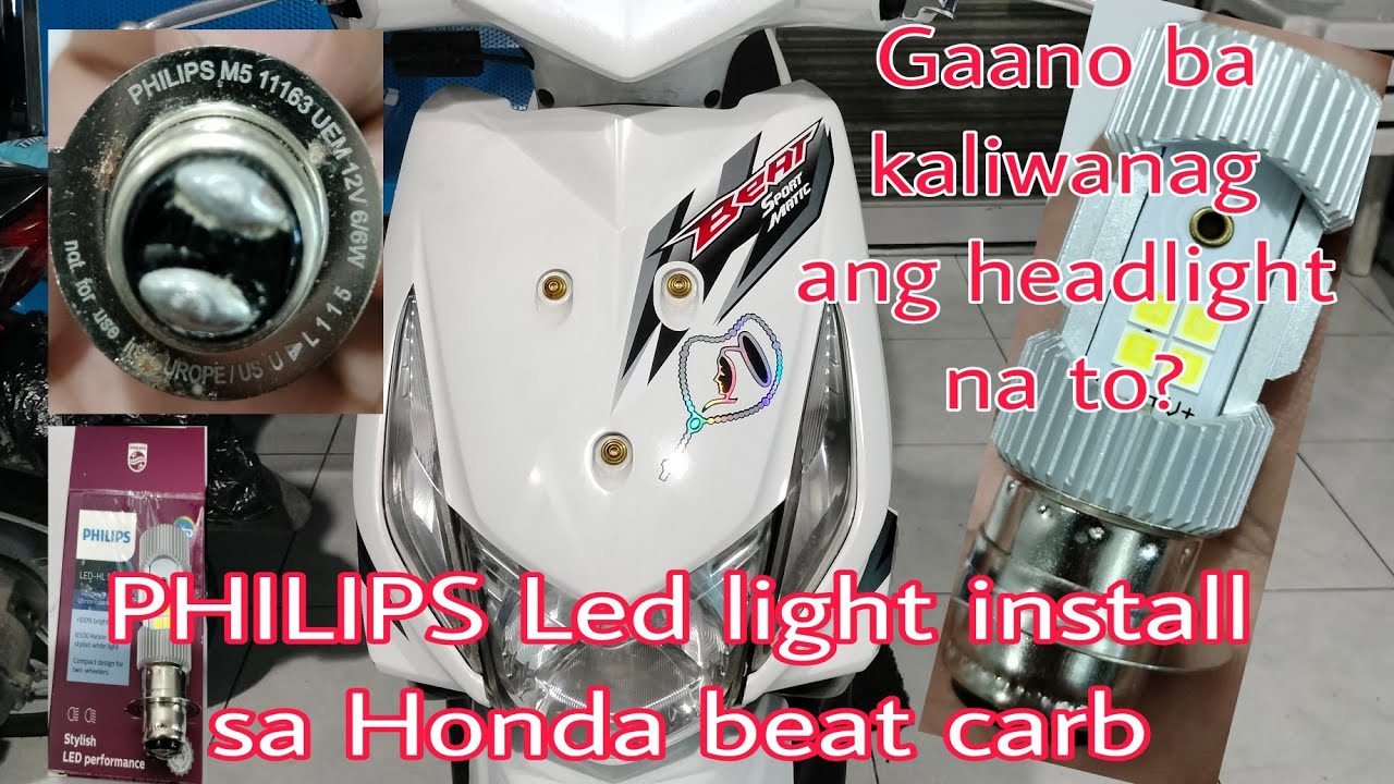 Paano mag battery operated ng headlight ng honda beat carb,PHILIPS Led ...
