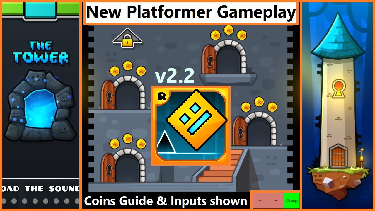 The Tower: All Levels (w/inputs) | Geometry Dash 2.2 [+ Coins Guide] | New Platformer Mode ...