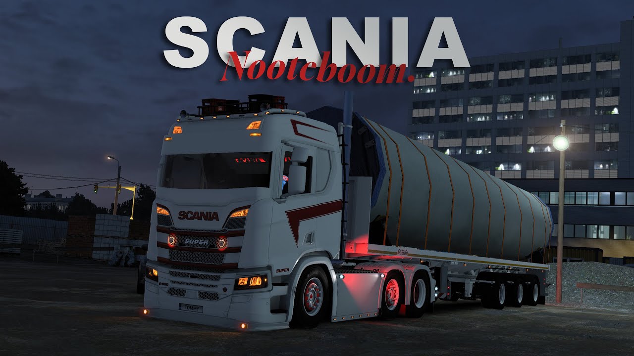 ETS2 1.50 Scania NG R660 V8 "Snow/Red" - Nooteboom Trailer by ...