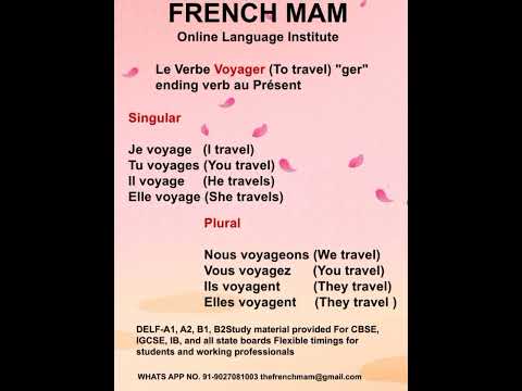 Le Verbe Voyager ( to travel) "ger" ending verb au présent #frenchmam# ...