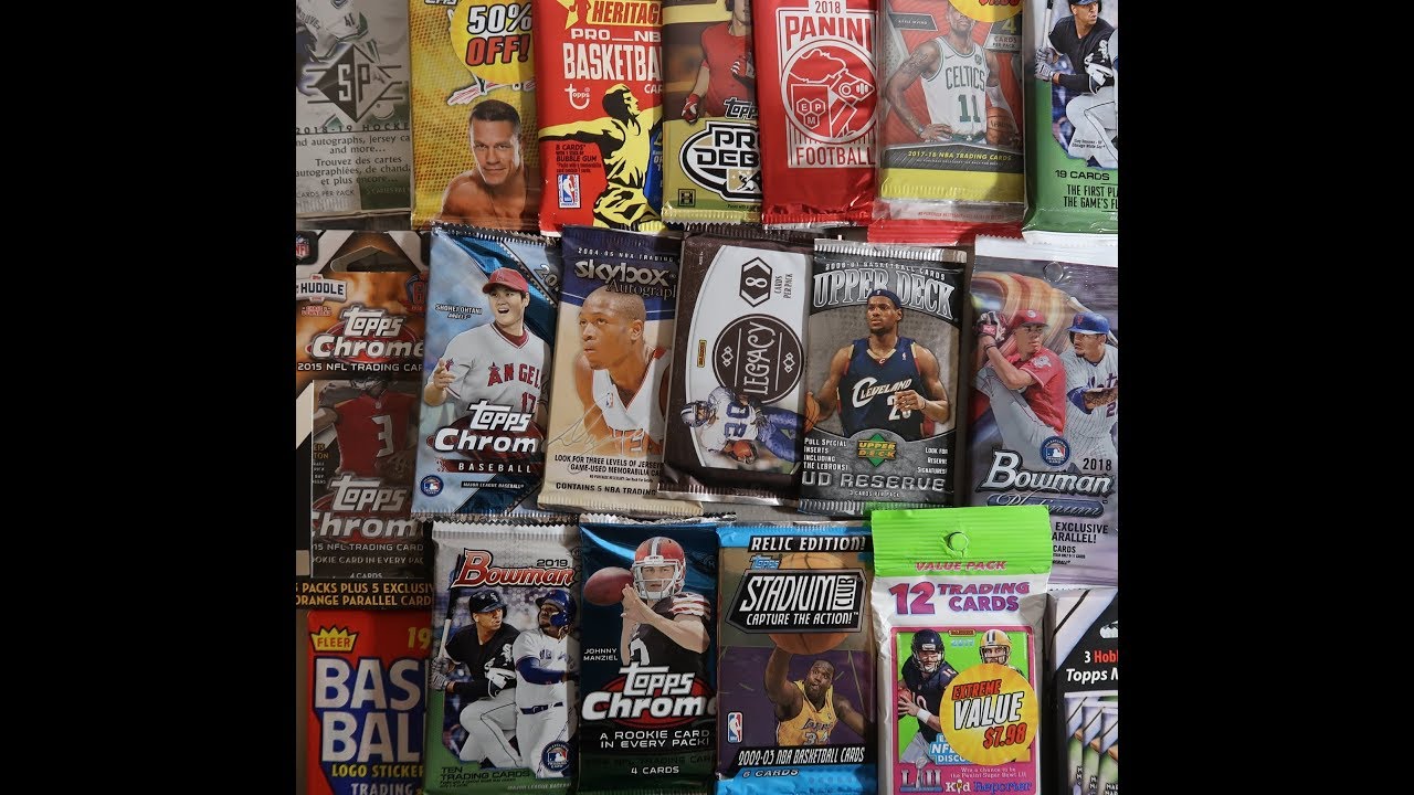 June 2019 Random 58 Trading Card Pack Break $300 Hit - YouTube
