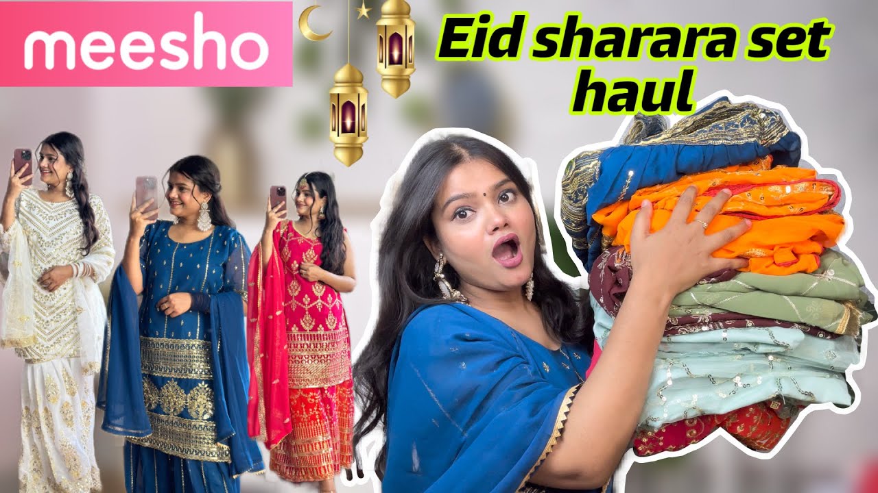 Meesho Sharara set Haul for Eid & Wedding 💕 under budget | Eid outfit ...