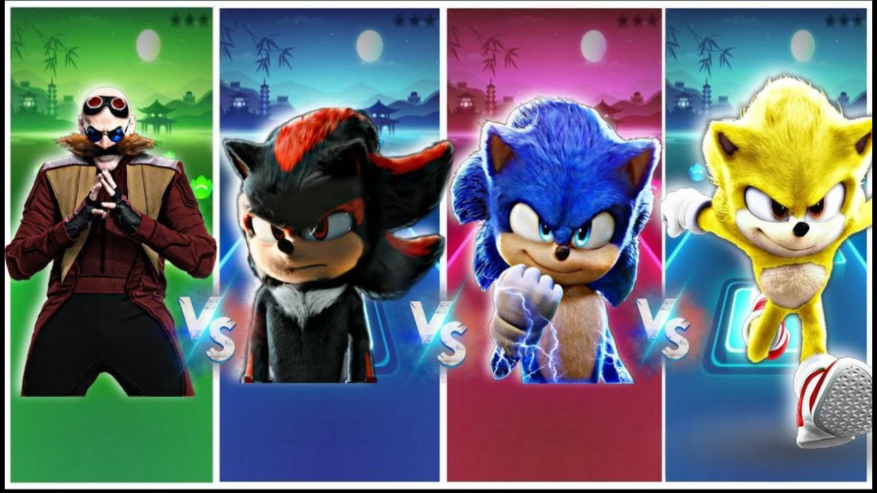 Dr Eggman 🆚 Shadow 🆚 Sonic 🆚 Yellow Sonic || Tiles hop EDM rush - YouTube