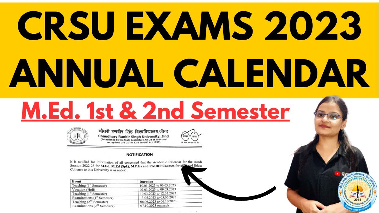 📣 CRSU 2023 EXAM ANNUAL CALENDAR - M.Ed. 1st & 2nd Semester - YouTube