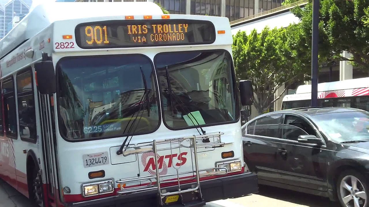 San Diego MTS Bus - New Flyer C40LF Route 901 #2822 - YouTube