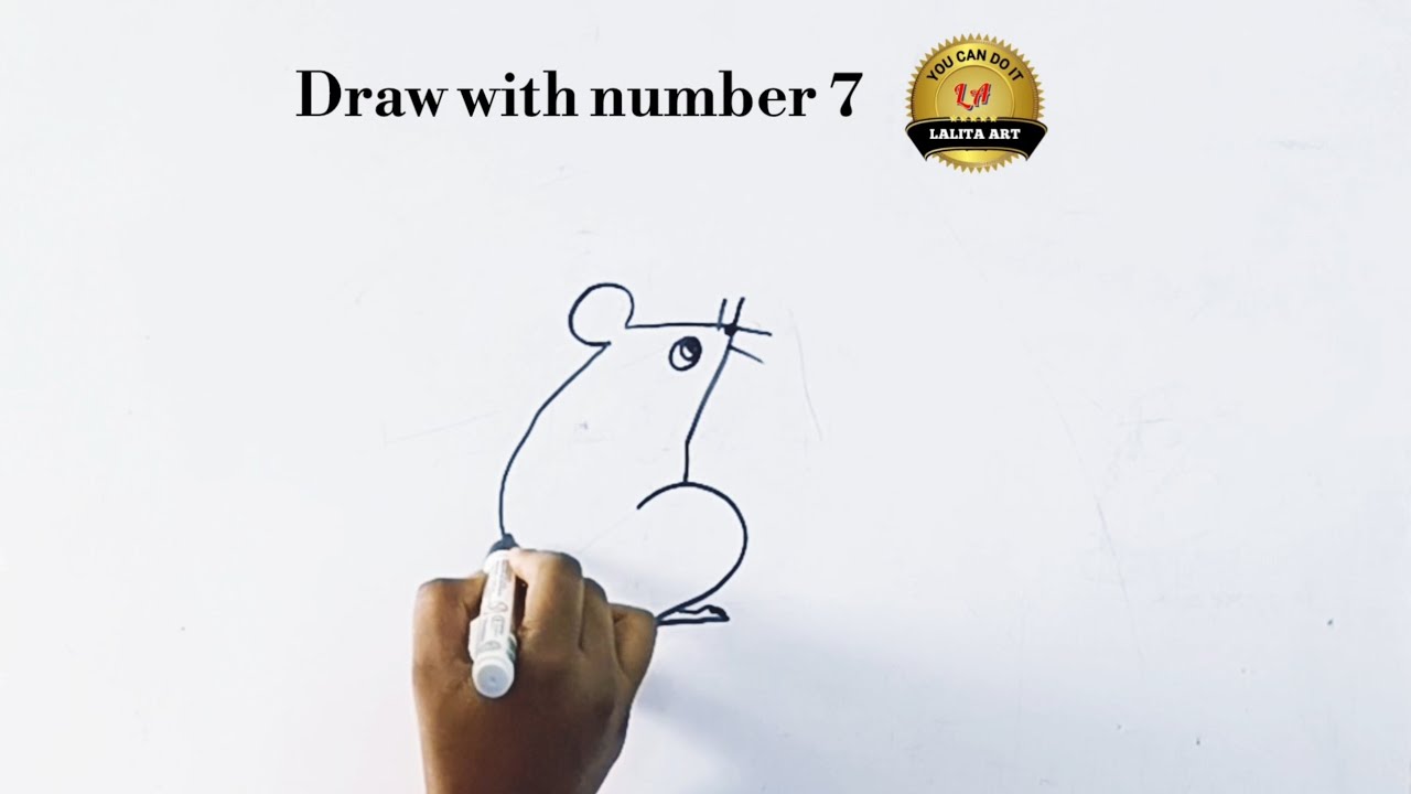 How to draw a Rat easily use of number "7" | Easy drawing for beginners ...
