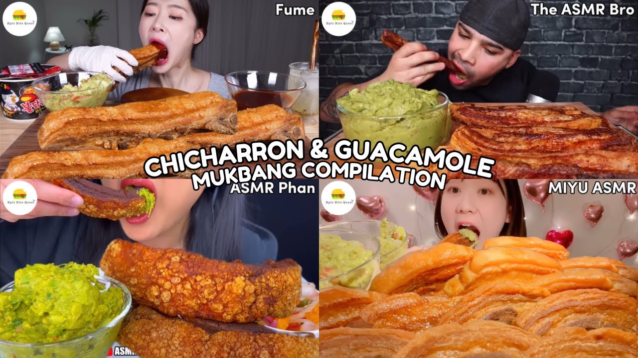 ASMR | CHICHARRON & GUACAMOLE MUKBANG COMPILATION | CRUNCHY ASMR | - YouTube