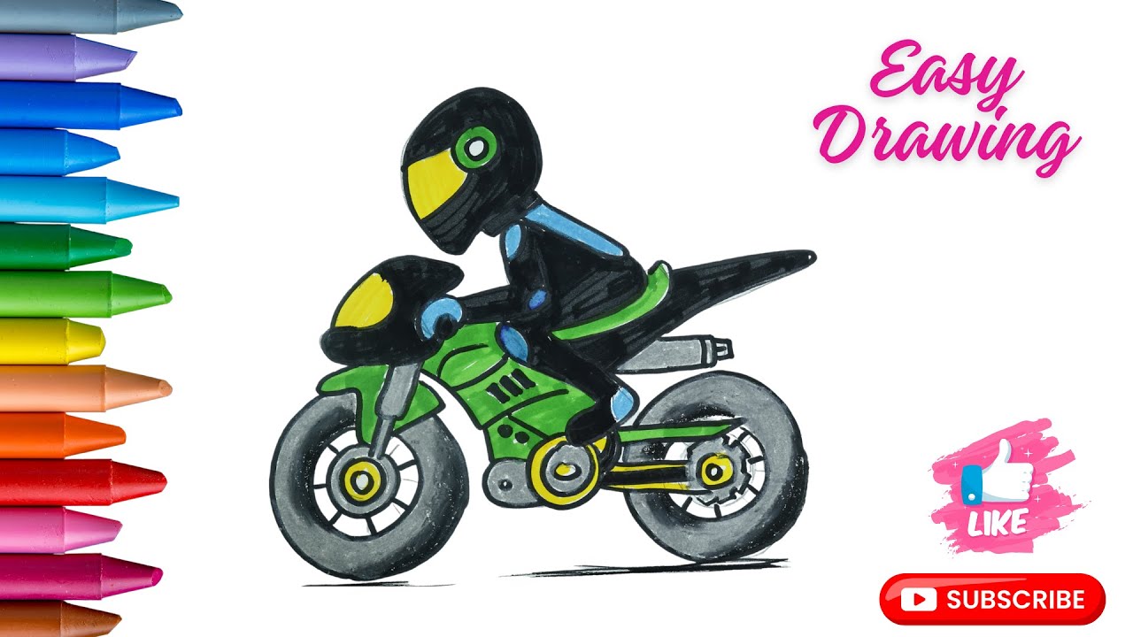 How to draw Motorcycle easy 🏍️ 🏍️step by step #art #cartoon # ...