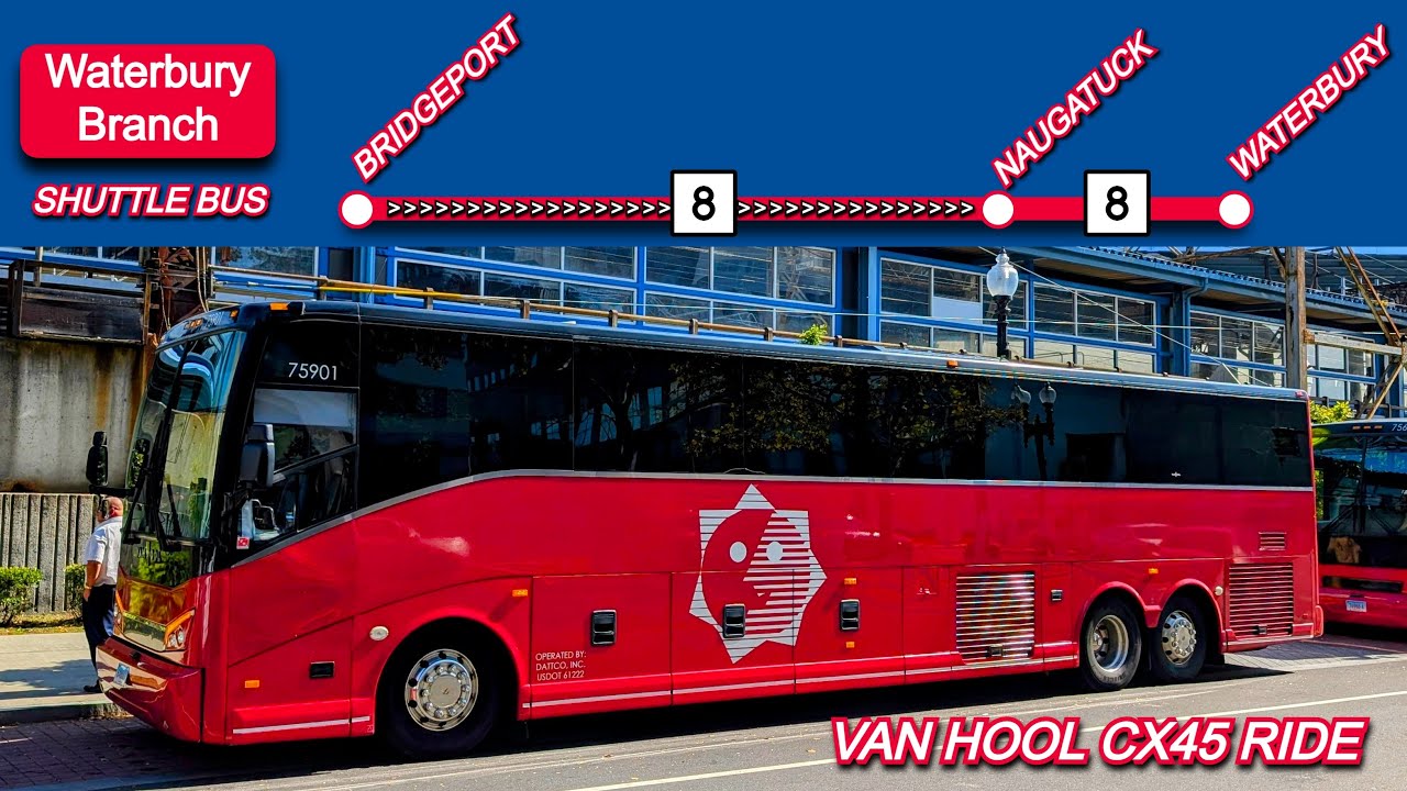 Metro North / DATTCO Waterbury Branch Shuttle Bus Ride: 2016 Van Hool ...