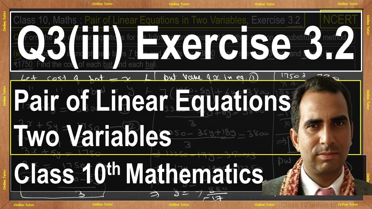 Q3_iii, Ex 3.2, Pair of Linear Equations in Two Variables. Class 10th ...
