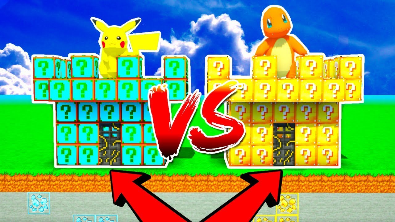CASTILLO PIKACHU VS CASTILLO CHARMANDER 😱 BATALLA DE LUCKY BLOCKS EN ...
