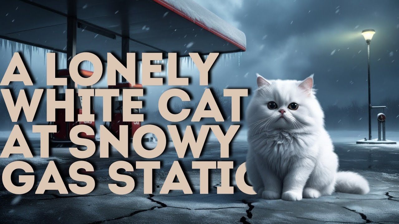 A Lonely White Cat at Snowy Gas Station |Heartfelt Winter Scene| cute ...