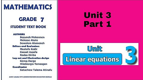 Grade 7 Maths Unit 3 Linear Equations - YouTube