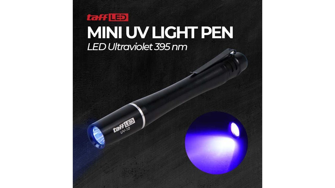 TaffLED Ultraviolet UV Light Pen Mini Senter LED 395nm - OMFL2PBK - YouTube