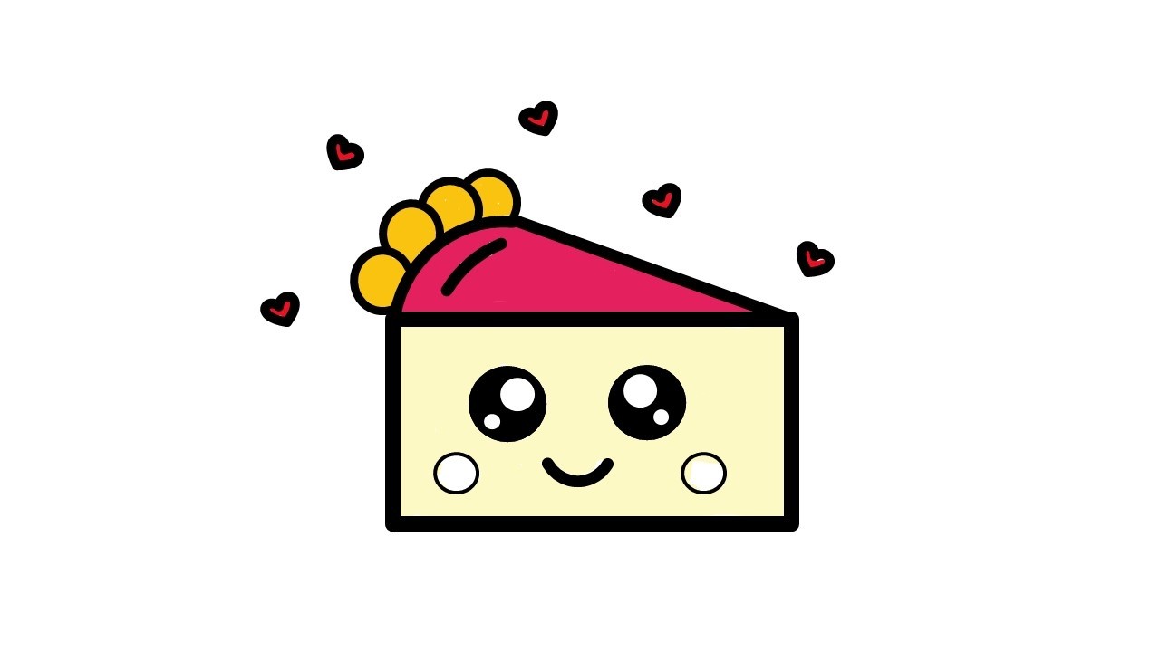HOW TO DRAW CUTE CAKE SLICE - EASY STEP BY STEP DRAWING - YouTube