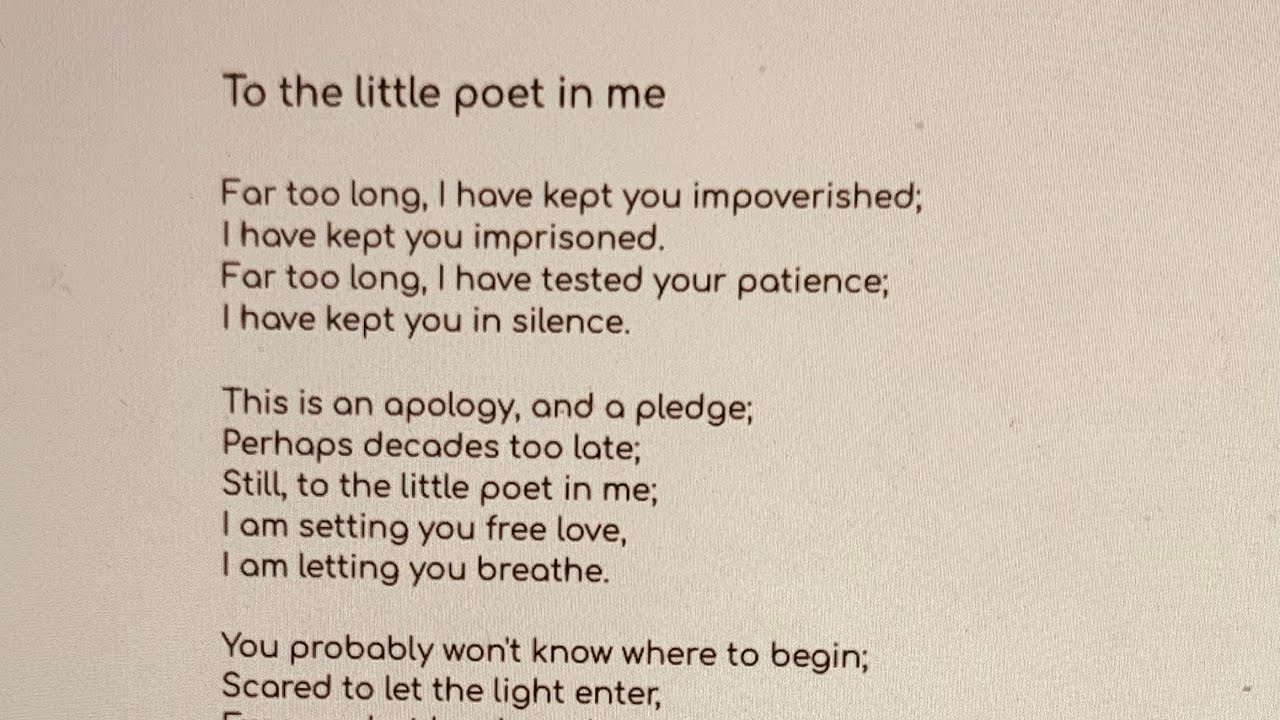 To the little poet in me - Poem 1 - Creation - YouTube