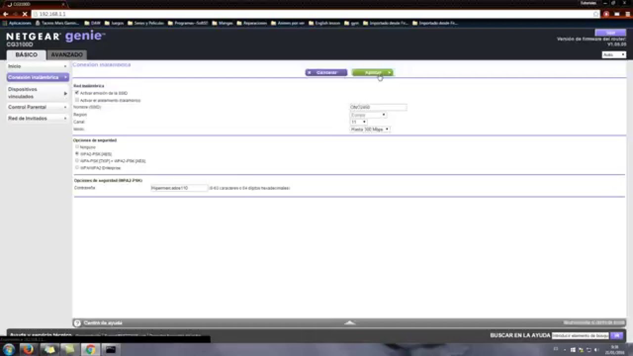 Cambiar PASSWORD y SSID router NETGEAR CG3100D ONO 2016 - YouTube