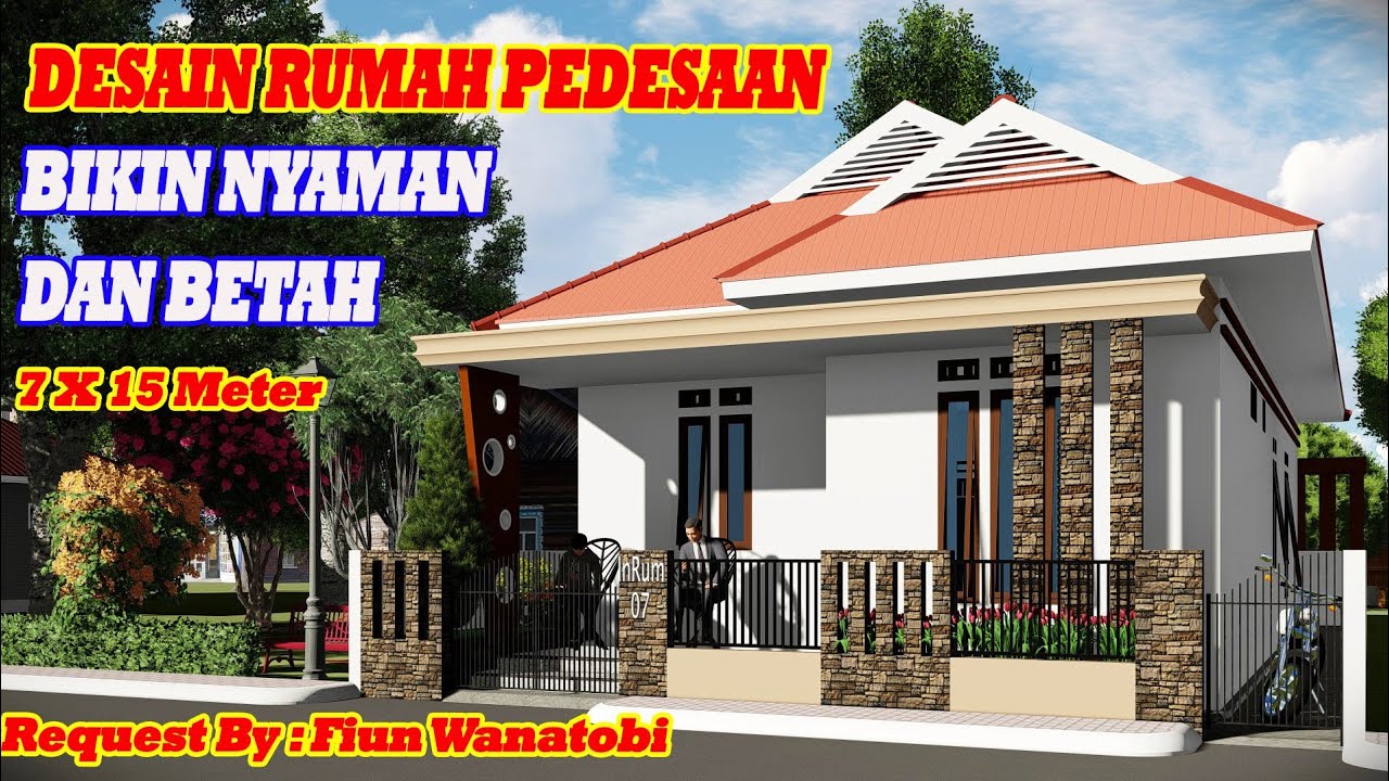 Desain Rumah Minimalis 7 x 15 Meter 3 Kamar Tidur - YouTube
