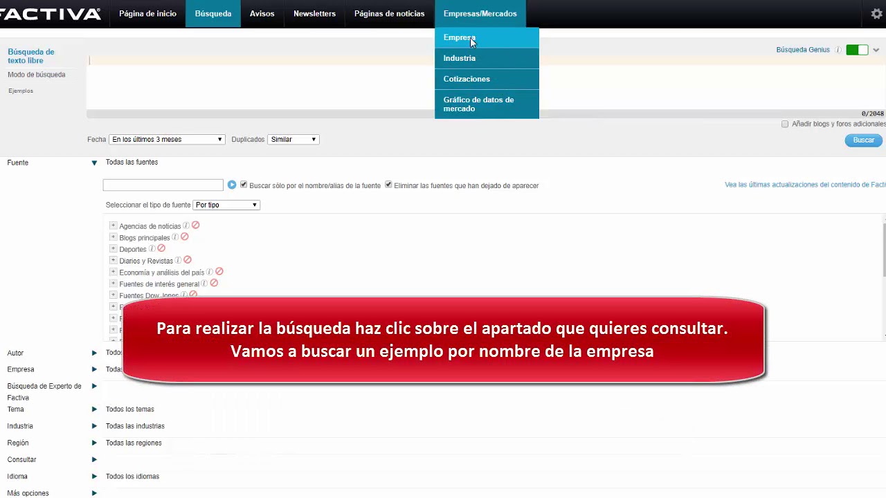 Cómo utilizar Factiva (búsqueda de datos económicos) - YouTube
