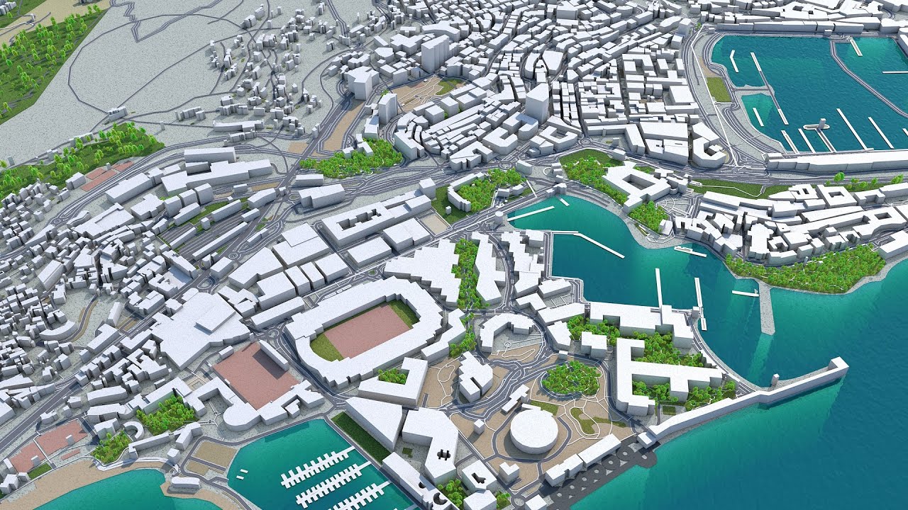 Monaco city Principality 3d model 20km - YouTube