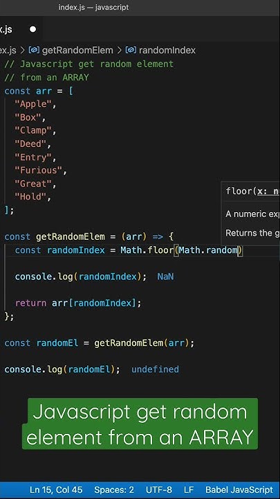 Javascript Get Random Element From An Array Shorts Js Javascript Webdev Coding Youtube