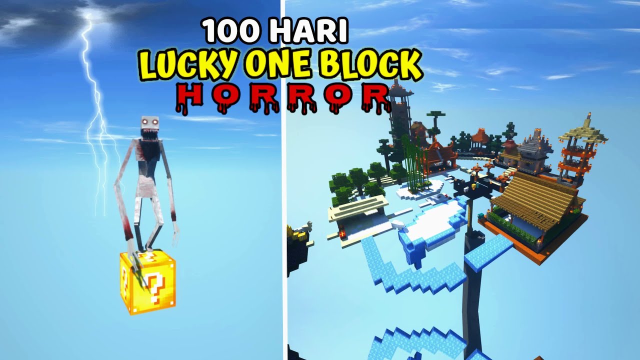 100 HARI LUCKY ONE BLOCK - HORROR !! - YouTube