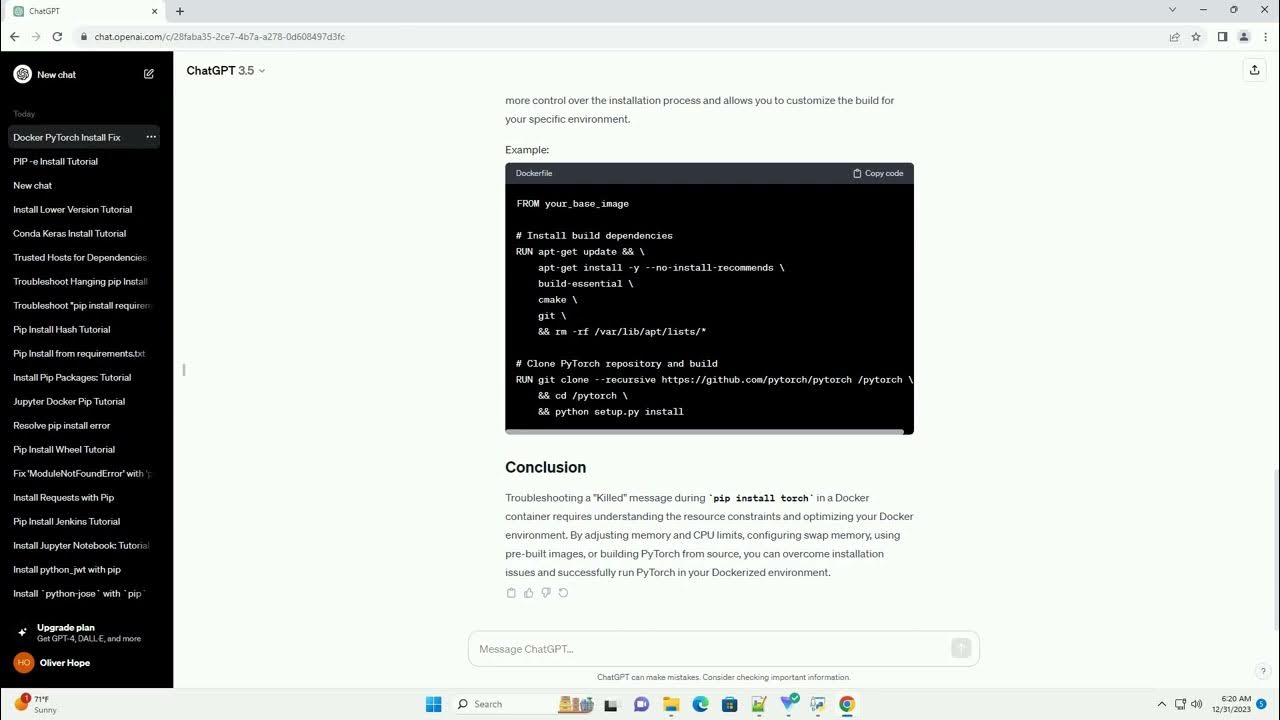 docker pip install torch killed - YouTube