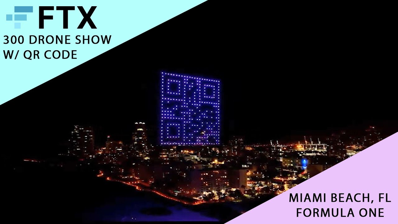 QR Code with 350 Drones - Miami Beach - Formula One Weekend - YouTube