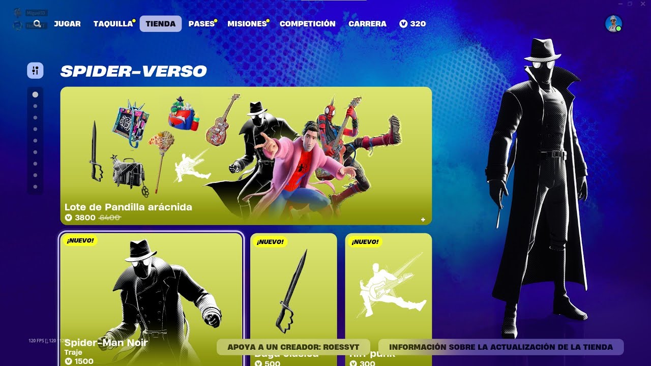 NUEVAS SKINS *SPIDER-PUNK, NOIR y PETER B. PARKER* NUEVA TIENDA ...