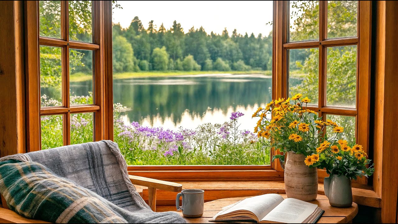 Spring Lakeside View from a Village Window | Gentle Sounds of Nature ...