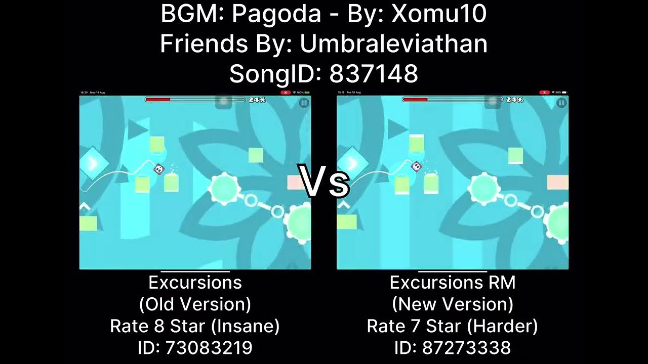 Geometry Dash = Excursions Vs Excursions RM (Comparison) (Old Version Vs New Version) (More ...