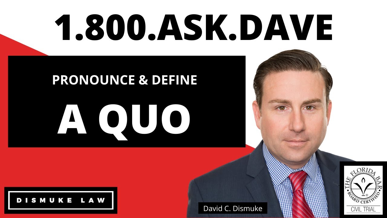 Properly pronounce and define a quo - YouTube