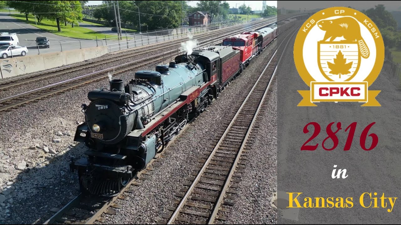 CPKC 2816 "The Empress" arriving at Kansas City with CPKC 9375! - YouTube