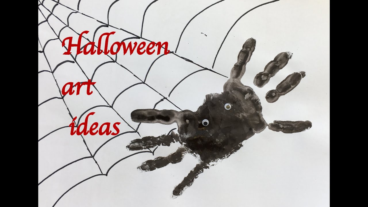 Handprint spider art - Halloween paintings ideas - YouTube
