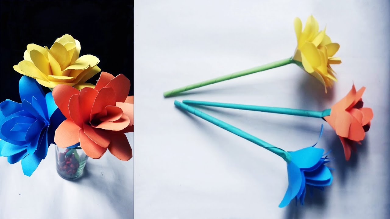 DIY-Paper Flower Sticks!! Very Easy & Fantastic Paper Flower Sticks ...