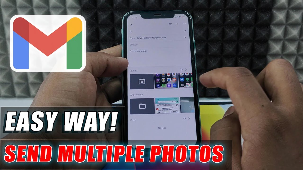how to send multiple photos on gmail from iphone? - YouTube