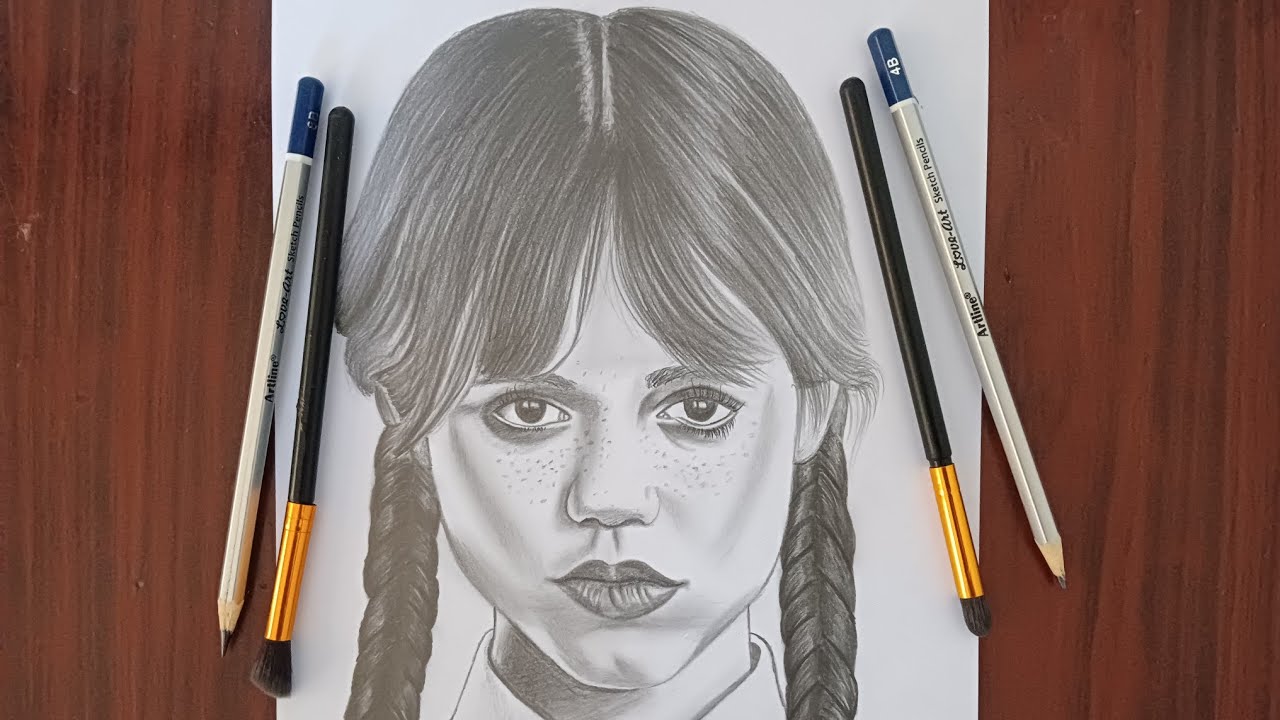 A Wednesday drawing | How to draw Jenna Ortega | Part.2 | Saini Art ...