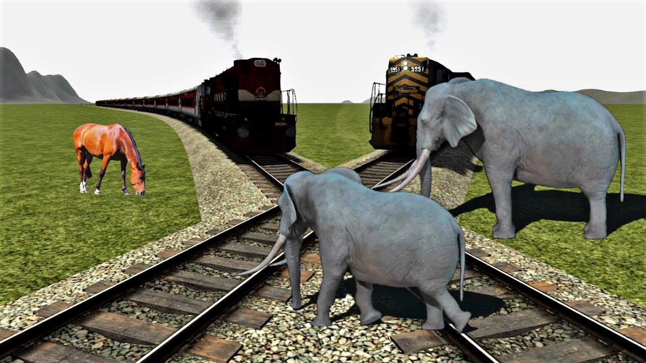 Crazy Elephants vs Two Trains | Stop The Train | Train vs Animal ...