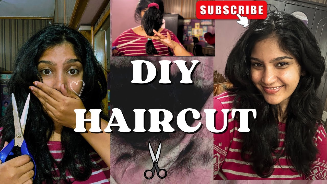 A home haircut story💇‍♀️| DIY layered haircut| my new experience ...