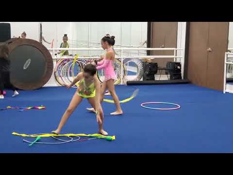 Cute girls practicing gymnastics