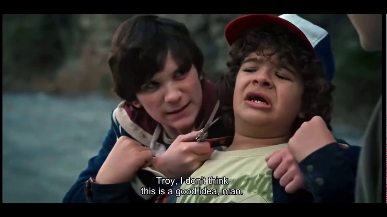 Stranger things 1 Mike jump off a cliff - YouTube