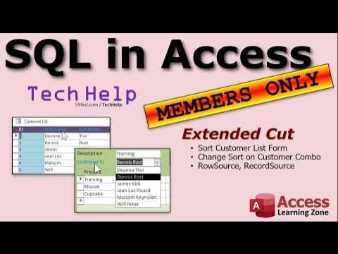 SQL with Access EXTENDED CUT MEMBERS ONLY Modify RecordSource, RowSource with VBA Code - YouTube