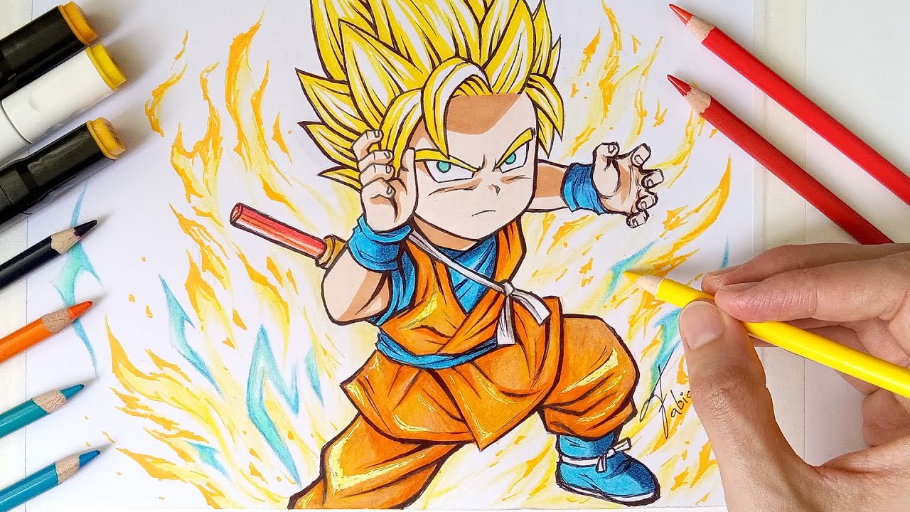 Cómo dibujar a Goku ssj2 (Dragon ball Daima) ] How to draw Goku ssj2 ...