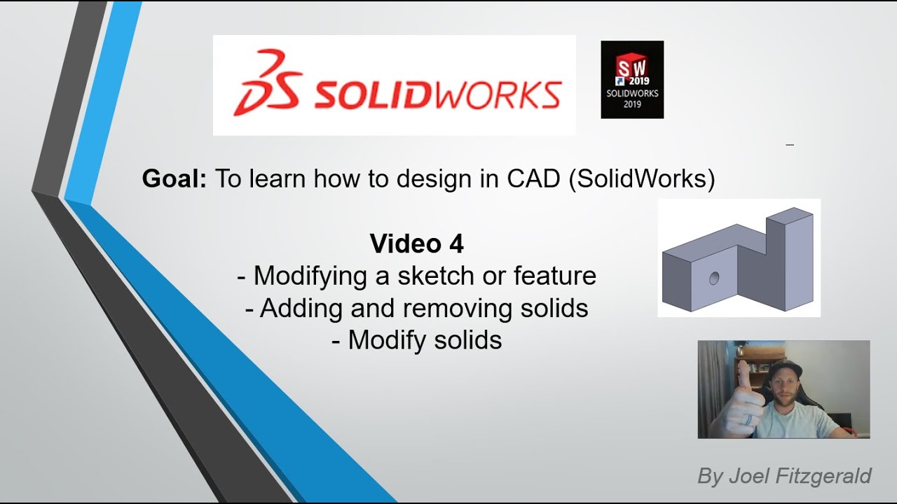 SolidWorks CAD Series - Video 4 - Modify and build solids - YouTube