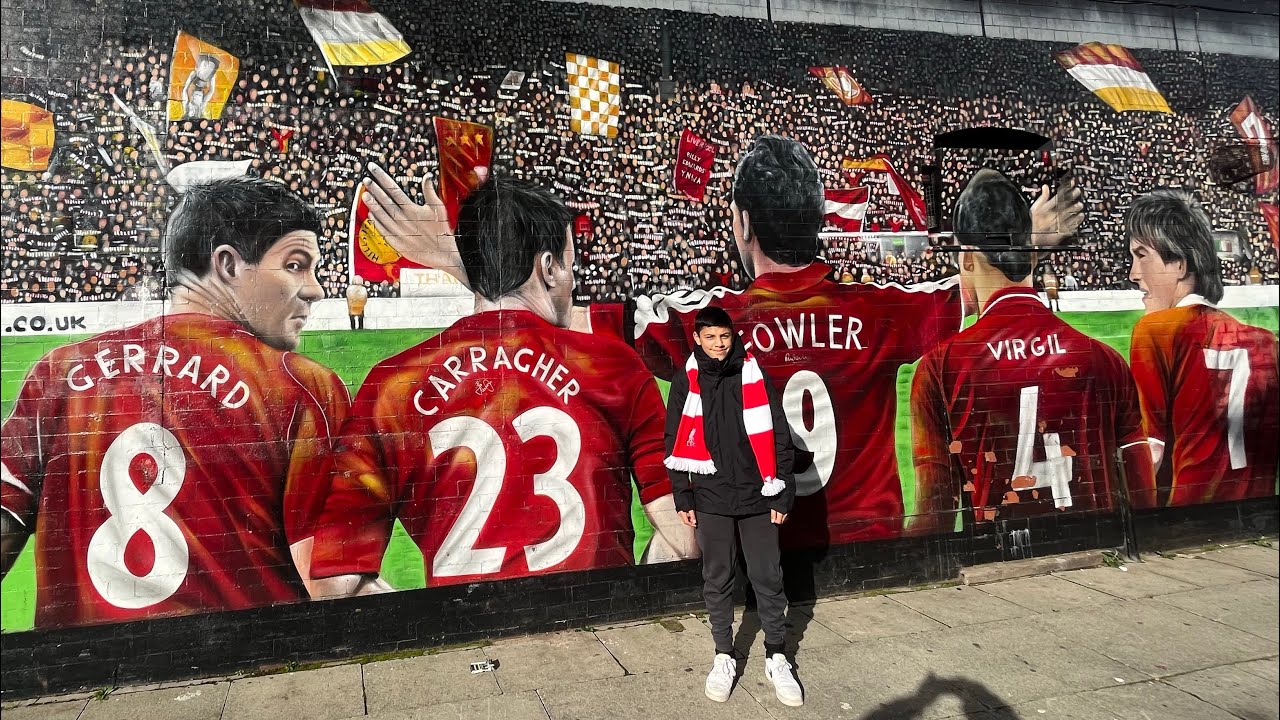 Liverpool players current and legends murals around Anfield - YouTube