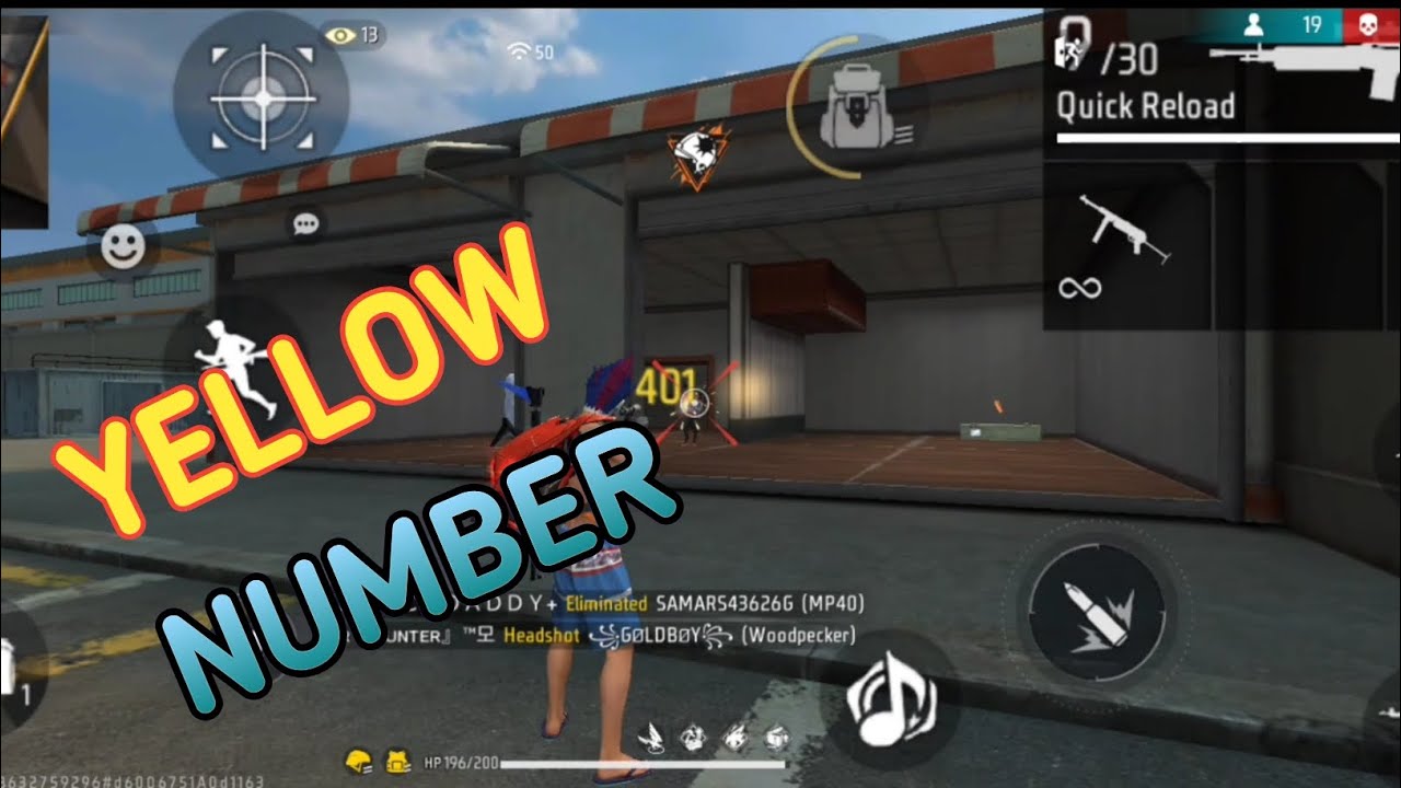 yellow number demage free fire tranning game play| - YouTube