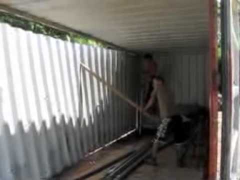 Cutting and merging a steel shipping container - YouTube
