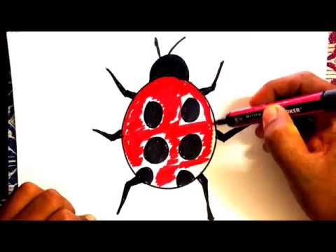 How to draw Bug for Kids - Coloring page and Drawing for kids - Step-by ...